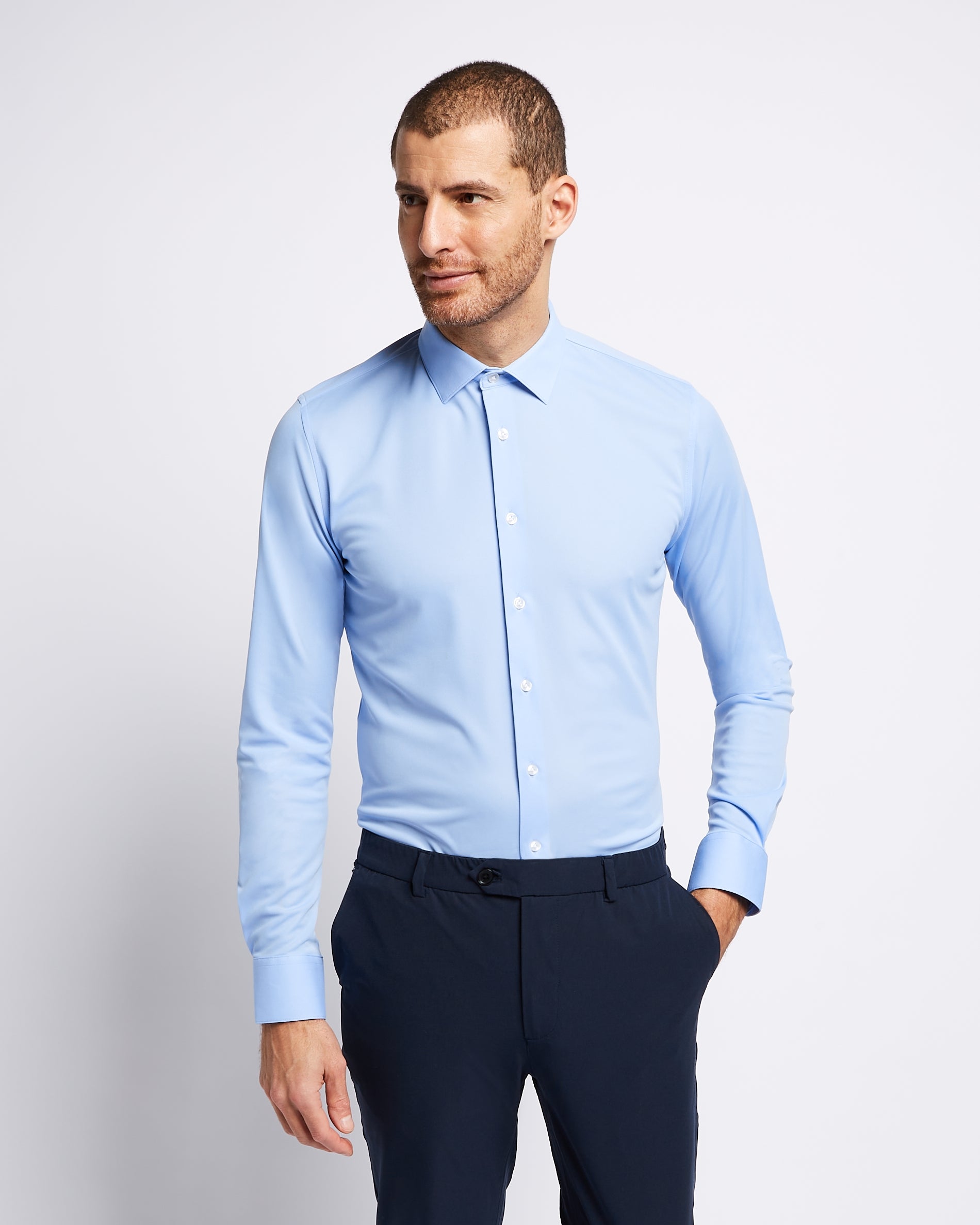 Non-iron stretch shirt blue | LABFRESH