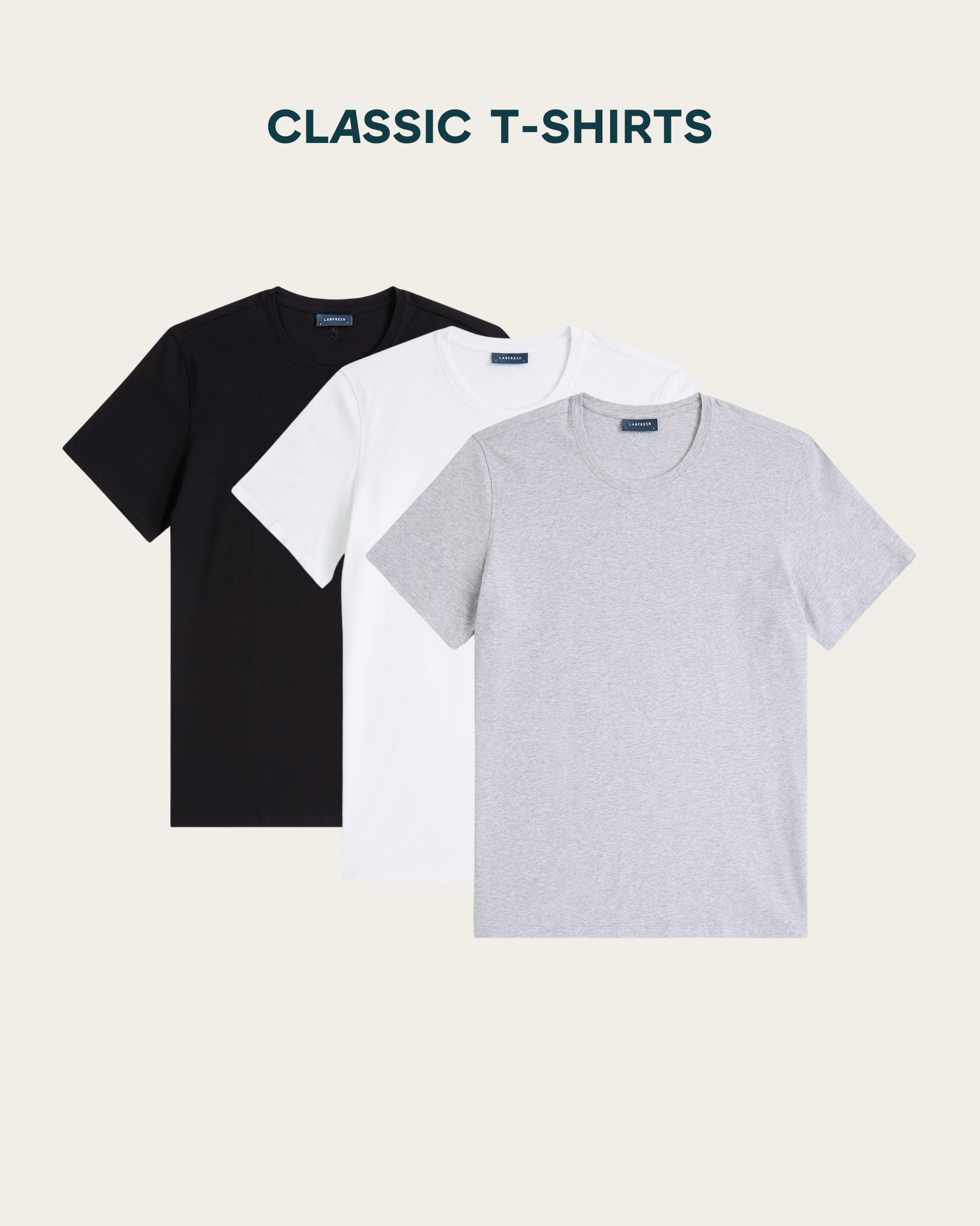 T-shirt 3-pack bundle | White & Black & Light grey | LABFRESH